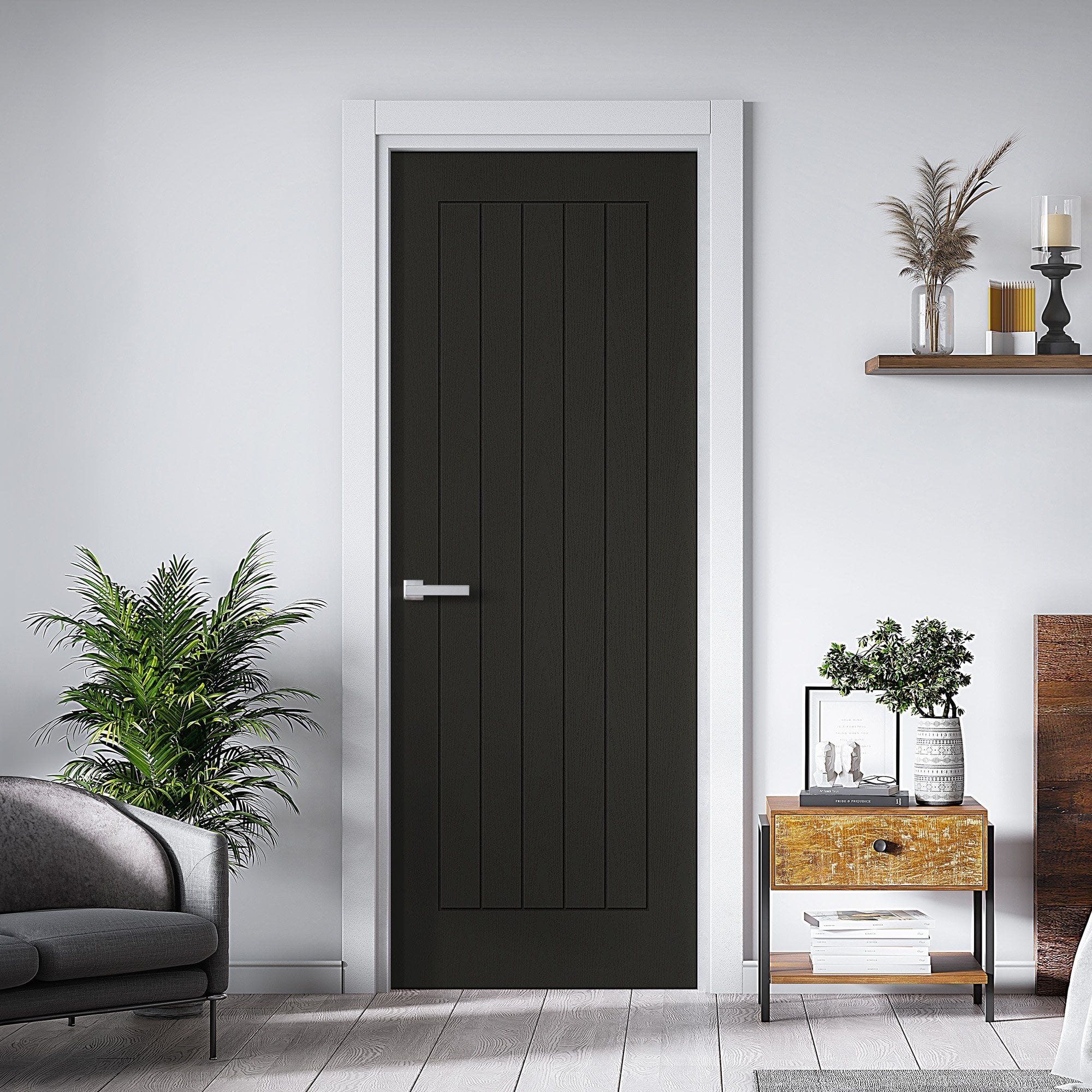 Black Internal Fully Finished Oak Farley Door | Leader Online