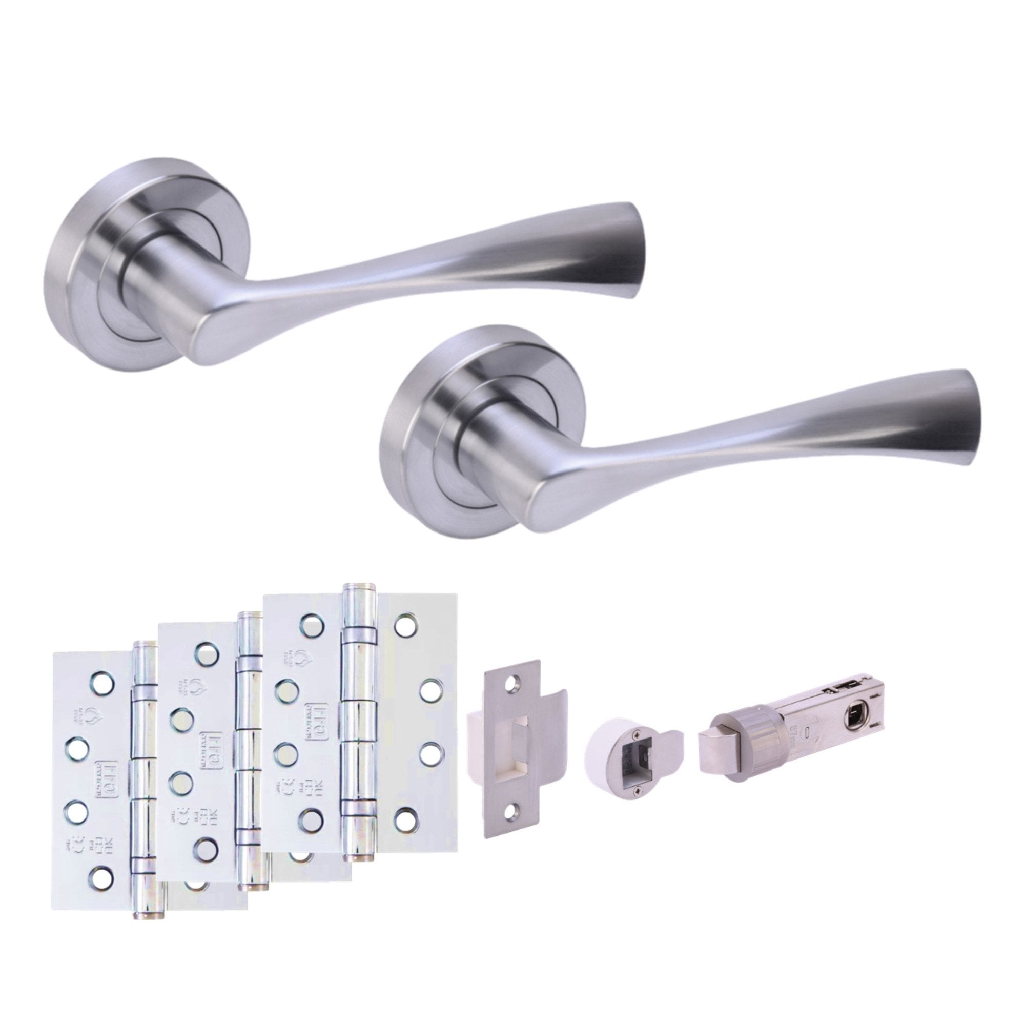 Oasis Round Rose Lever Fire Rated Handle Set - Satin Chrome | Leader Online