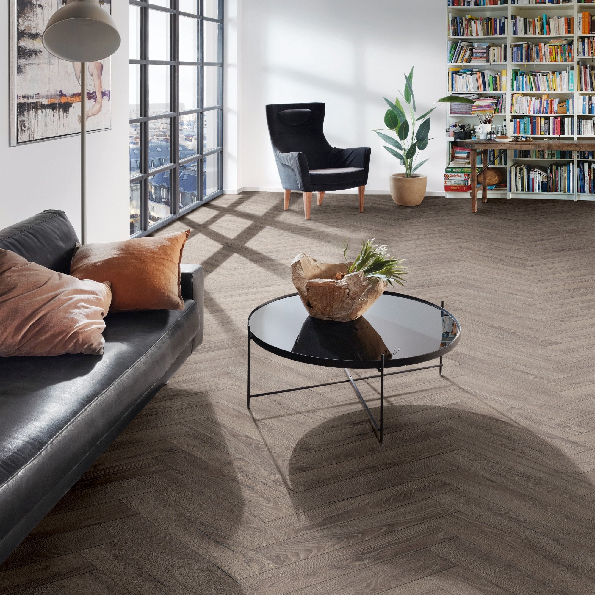 Rutherford Grey oak - Herringbone 8mm Laminate Flooring | Leader Online