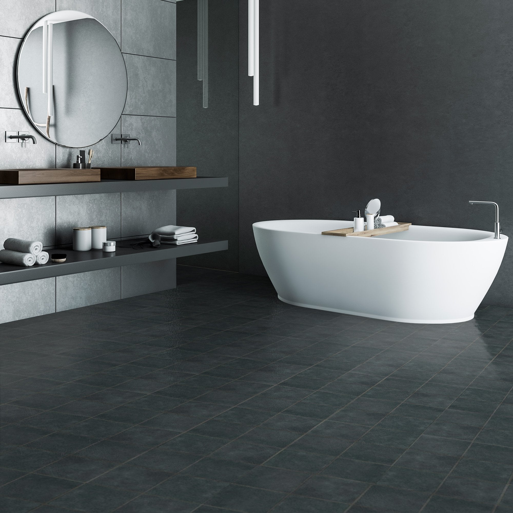 Dark Stone - Valm 1.5mm Self-Adhesive Vinyl Tile Flooring | Leader Online