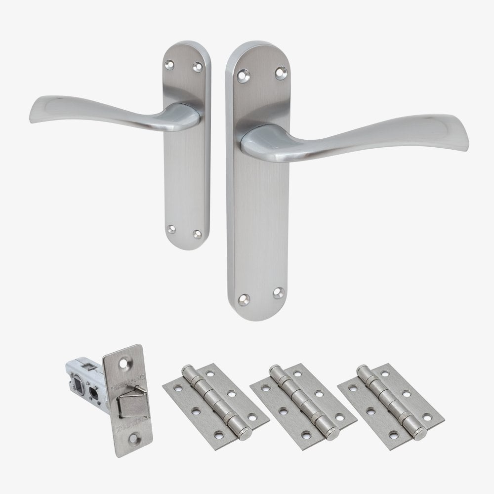 Scimitar Lever on Backplate Fire Door Handle Set - Satin Chrome ...