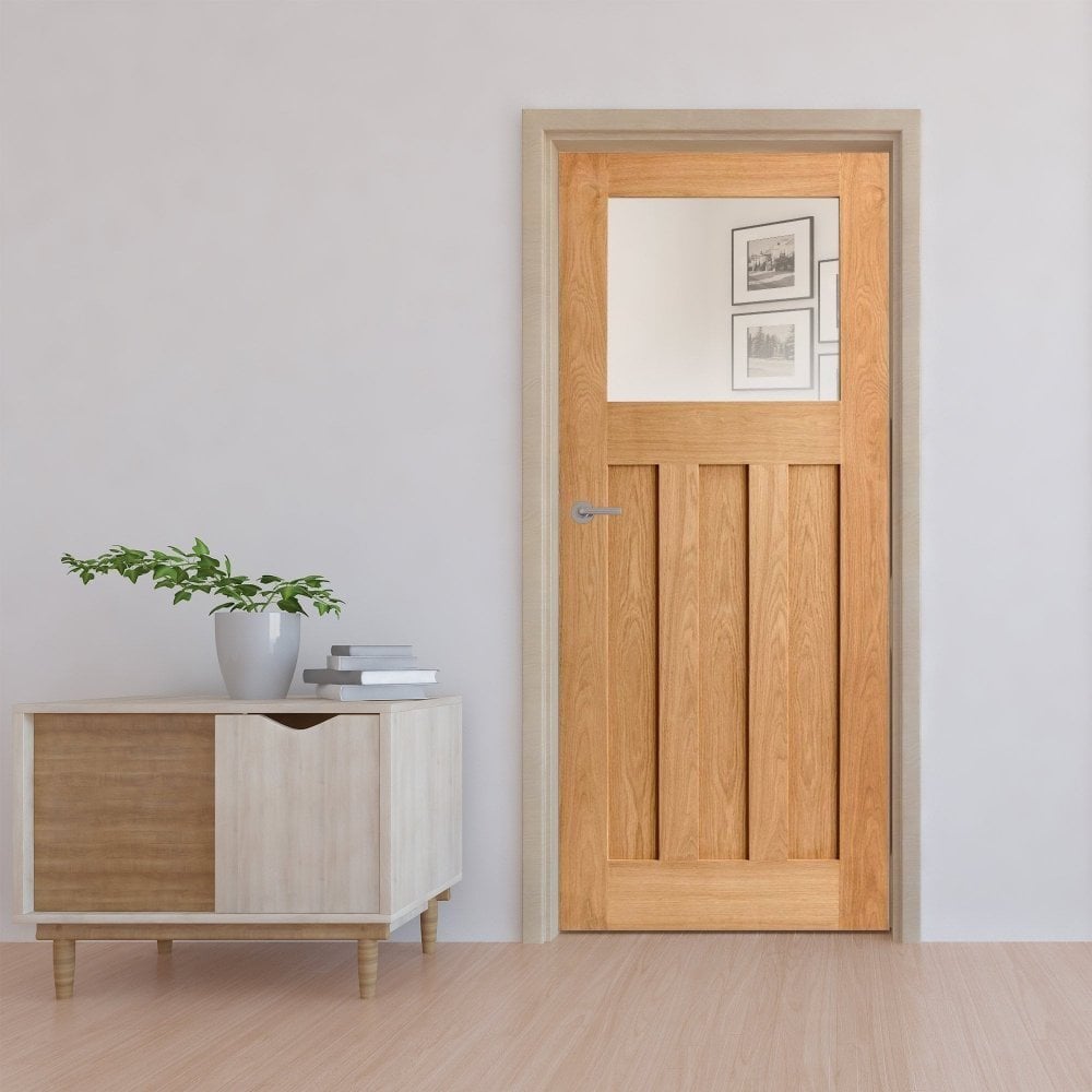 Oak Internal Fully Finished 1930's DX 3 Panel 1 Light Clear Glass FD30 ...