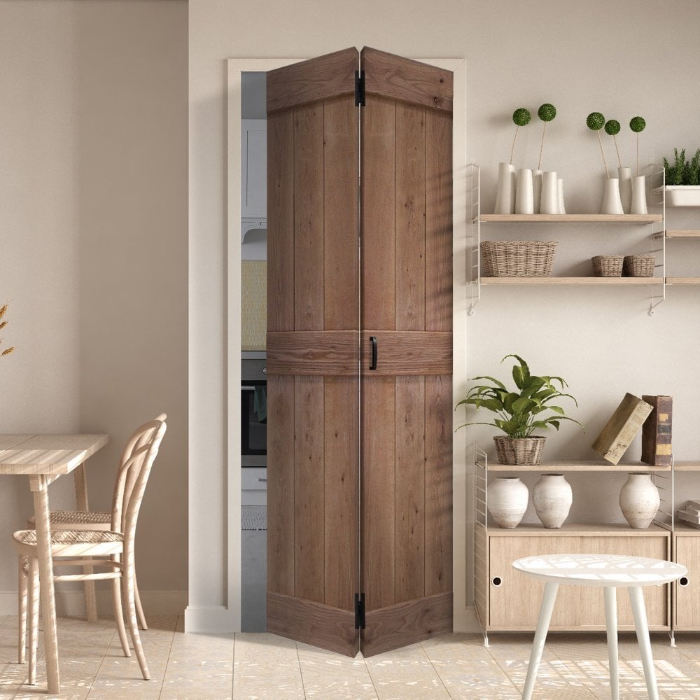 Oak Internal Unfinished Rustic Grange Solid Made-to-Measure Bi-Fold ...