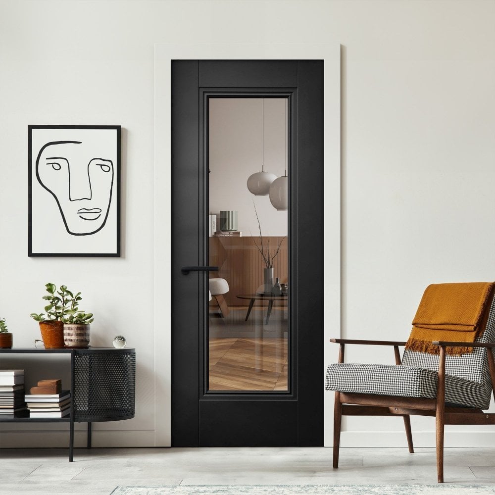 Jet Black Internal Fully Finished 1 Light Clear Glass Elegance ...