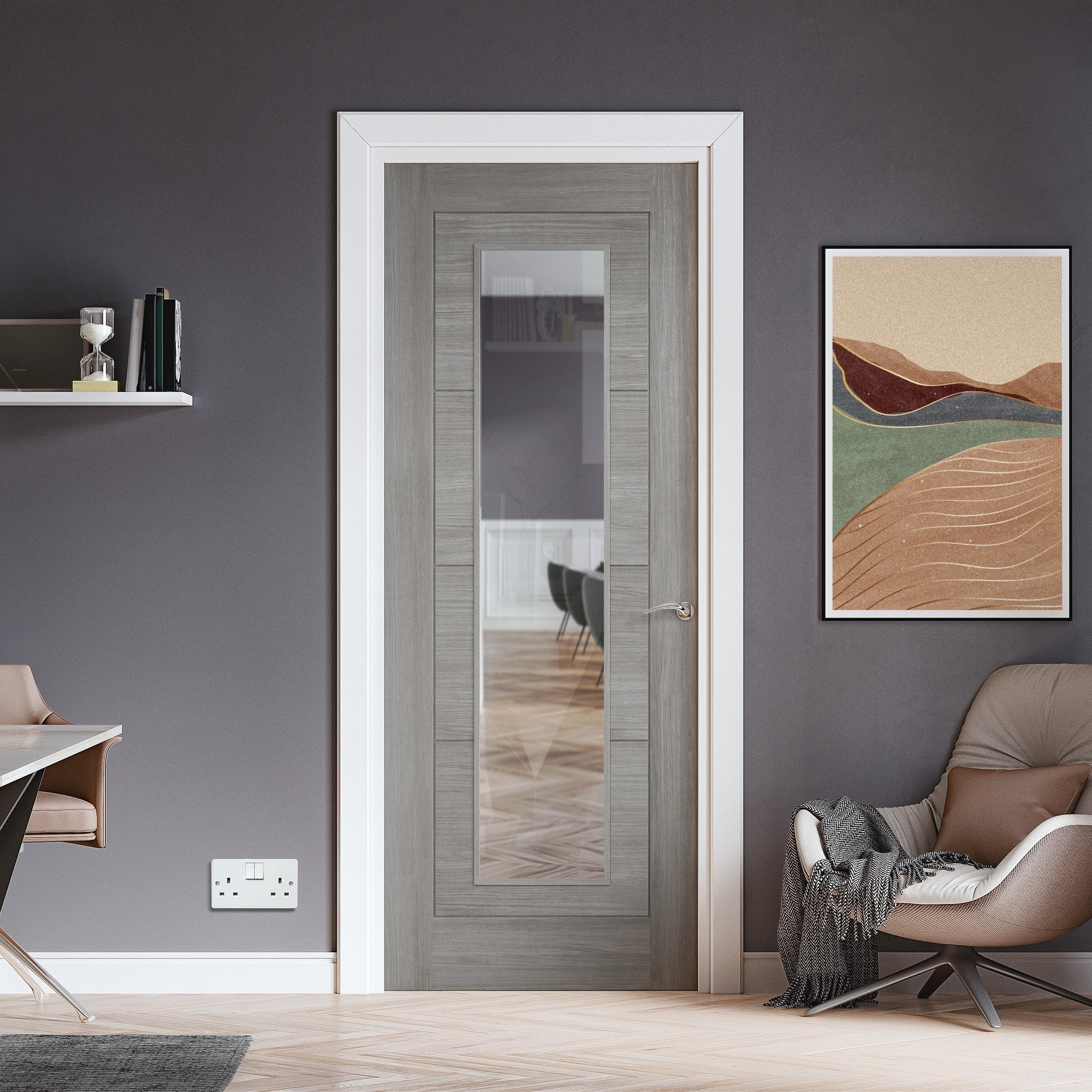Light Grey Fully Finished Internal Endure Laminate Ladder Clear Glass ...