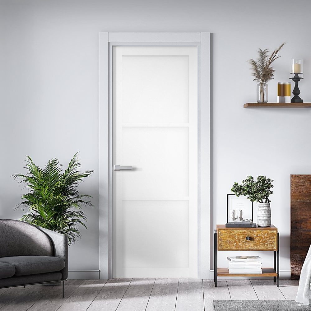 Internal Primed Studio Industrial 3 Panel Door | Leader Online