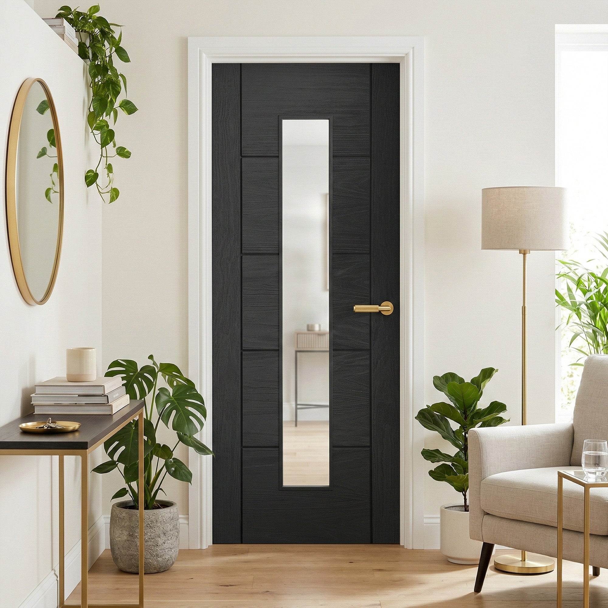 Ash Grey Internal Fully Finished Parma 1 Light Clear Glass Door ...