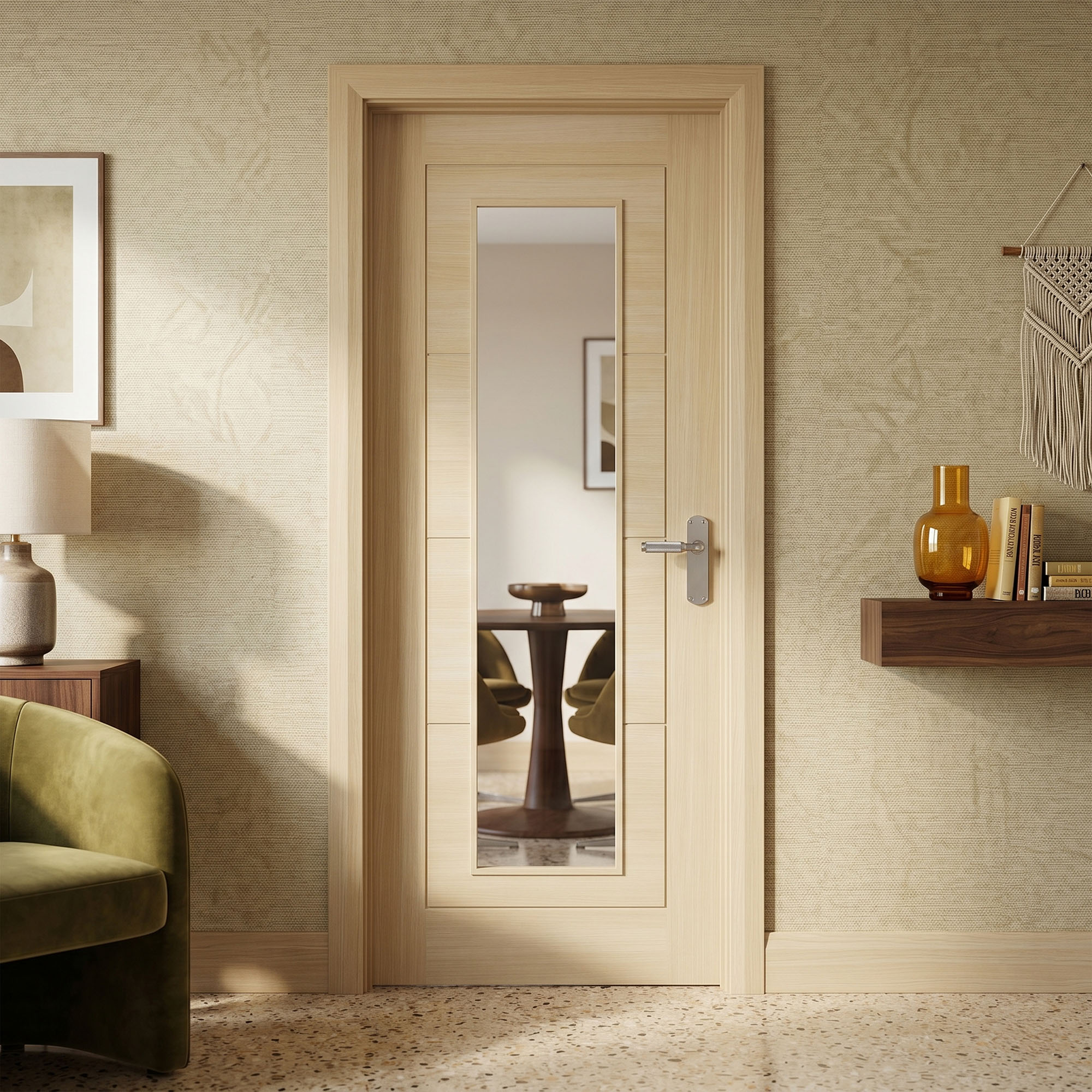 Blonde Oak Internal Fully Finished Endure Laminate Ladder Clear Glass ...