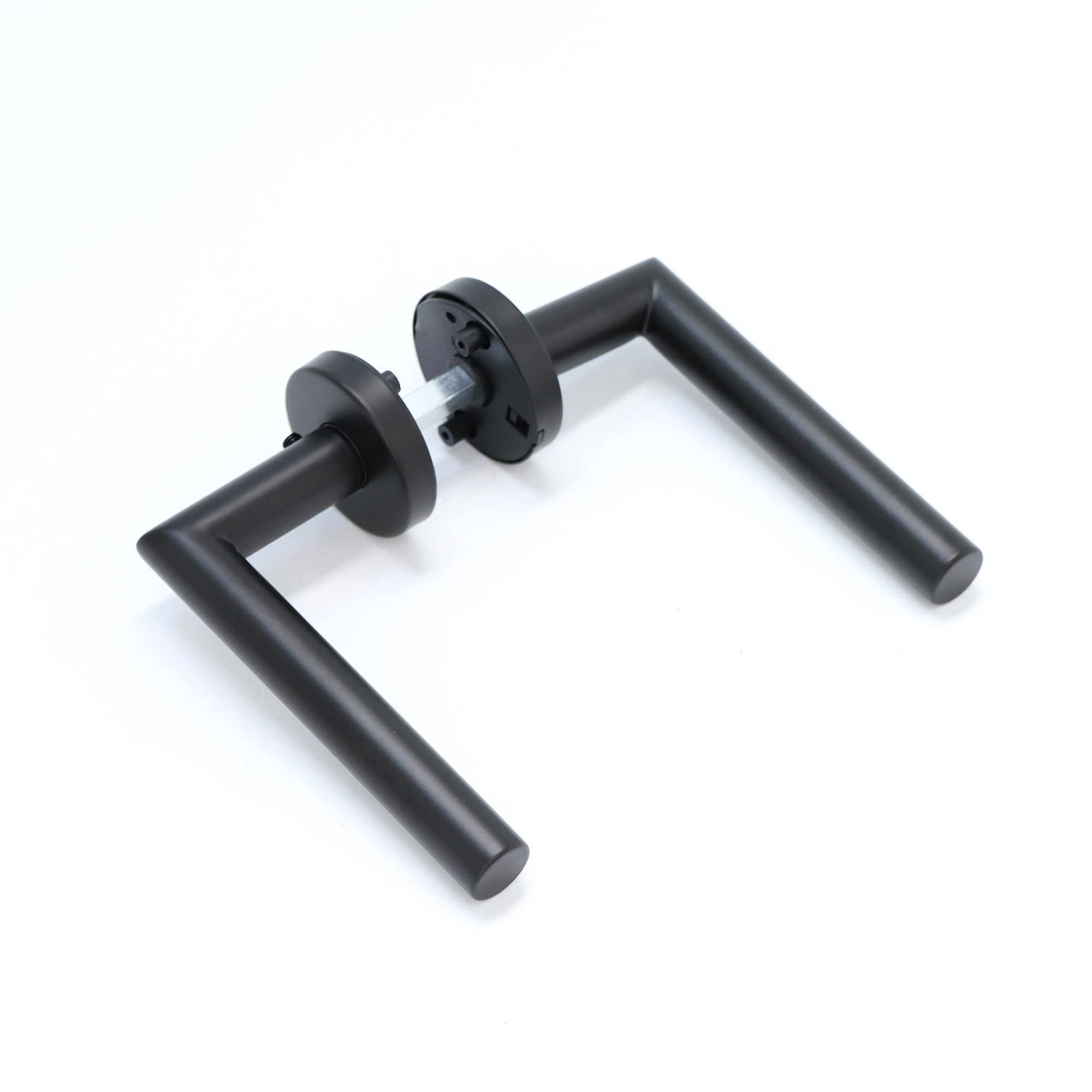 Lifestyle Alpha Lever on Round Rose Handle Set - Matt Black | Leader Online